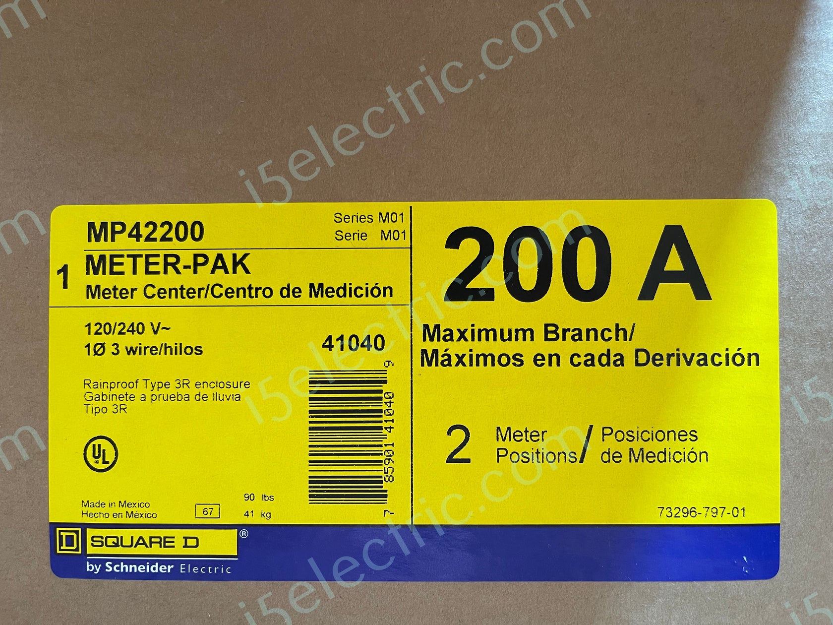 Square D MP42200 400 Amp w/2 Gang / Position 200A Meter Socket EUSERC ...