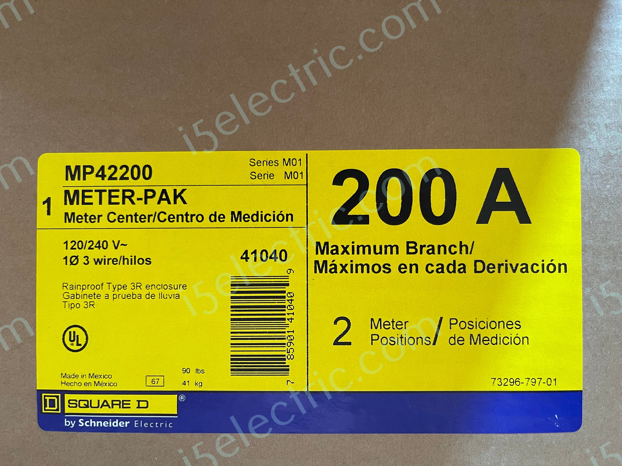 Square D MP42200 400 Amp w/2 Gang / Position 200A Meter Socket EUSERC ...