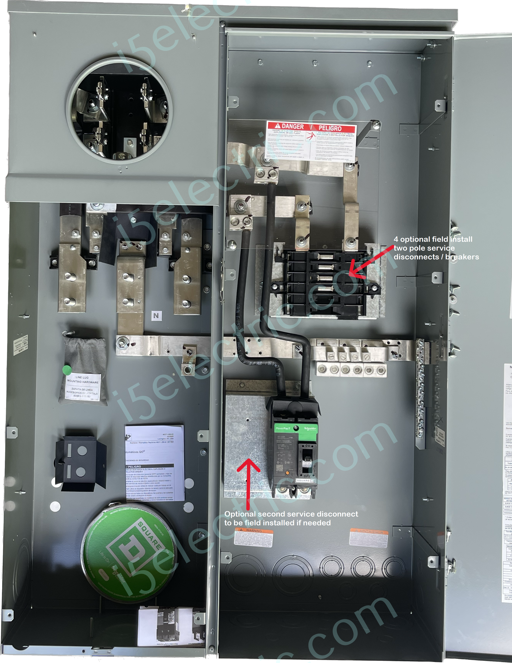 400 / 320 Amp Meter Main Combo Base Socket Square D CU12L400CB 12 Spac ...