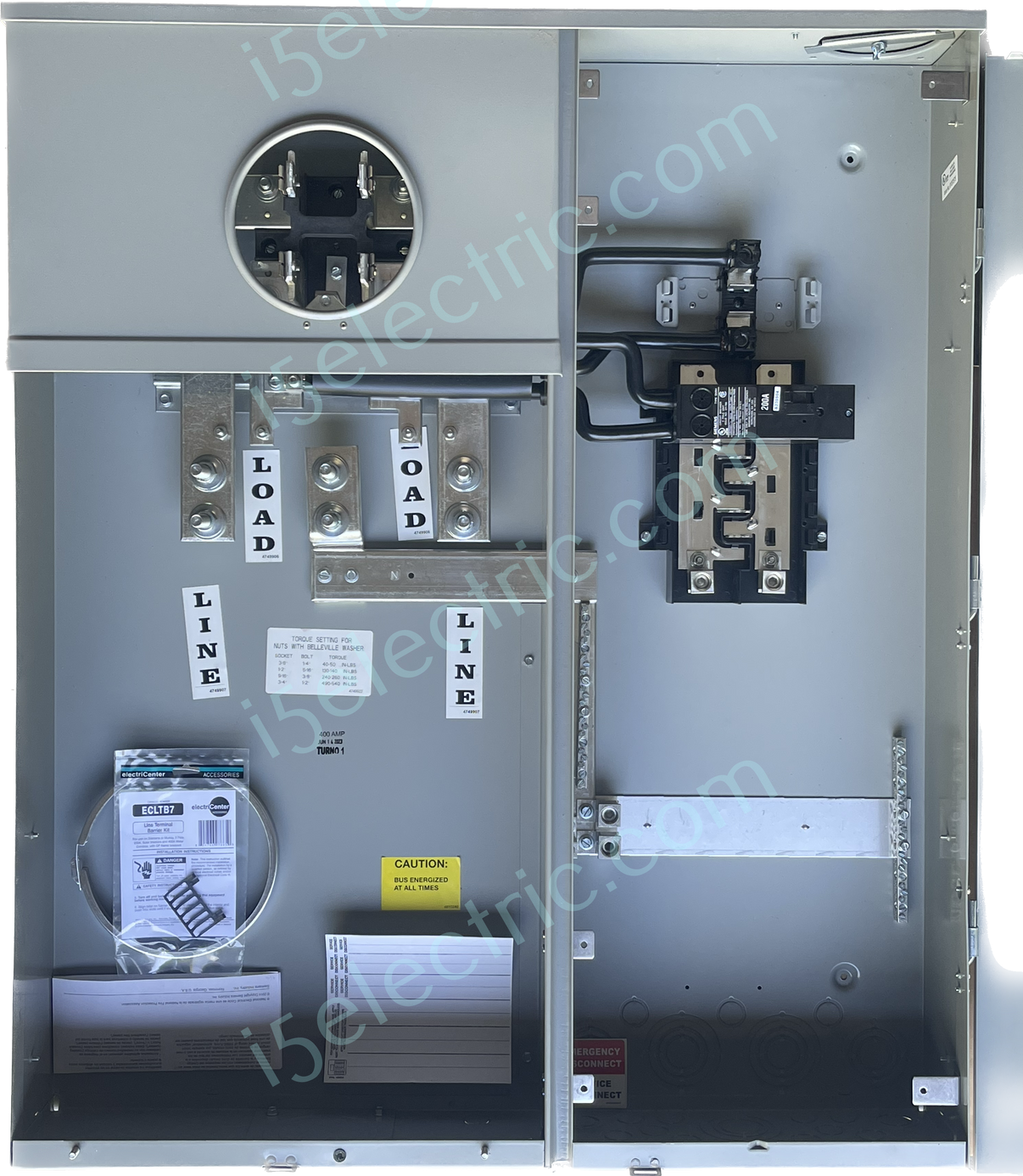 400 / 320 Amp Siemens MC0816B1400SCS Meter Base Socket Main Load Cente ...