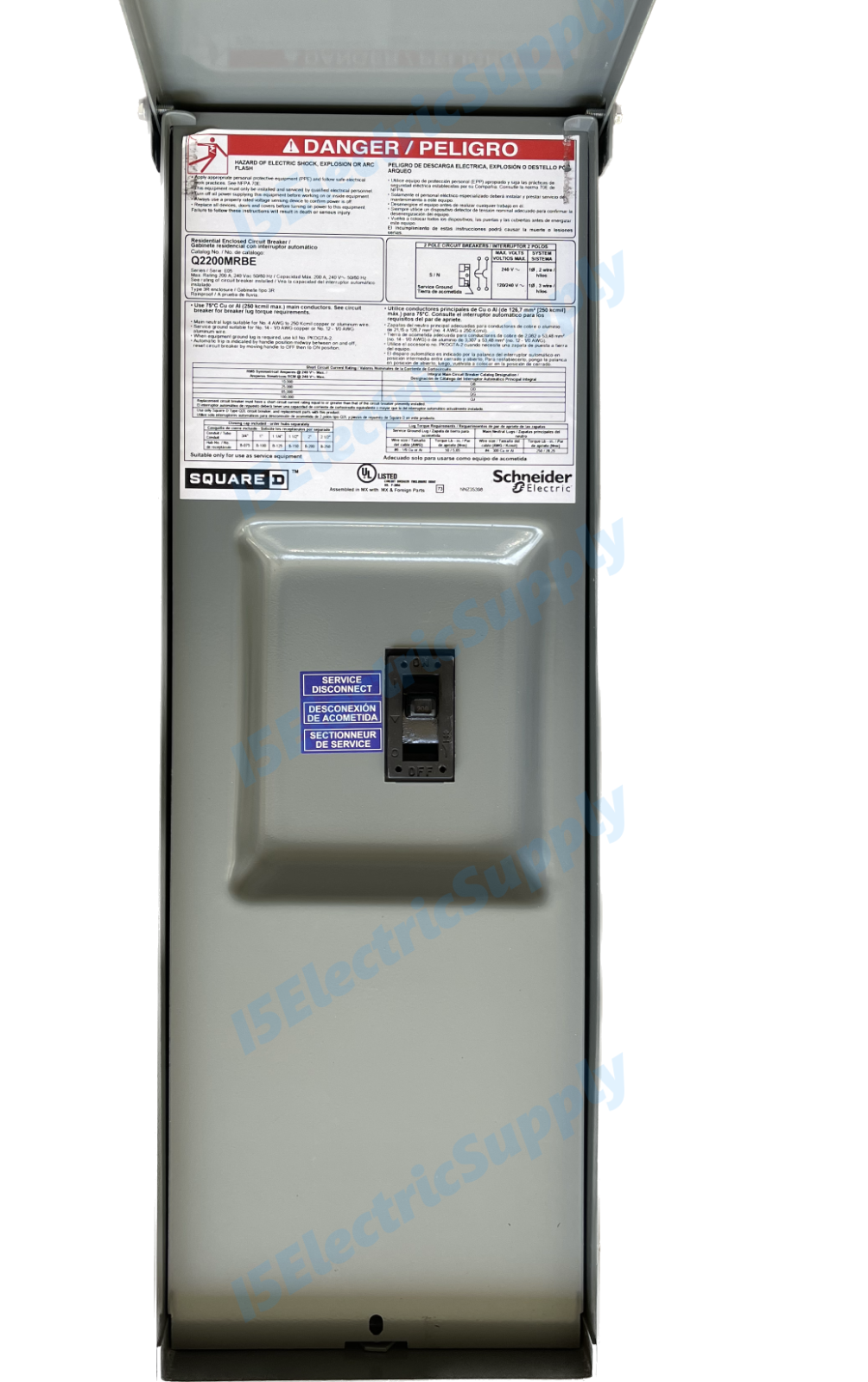 200 Amp Outdoor Main Breaker Panel / Service Disconnect Square D Q2200 ...